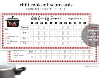 Chili Cook Off Judging Sheet