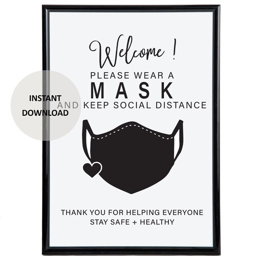 Welcome Please Wear A Mask Sign Social Distancing Sign | Etsy