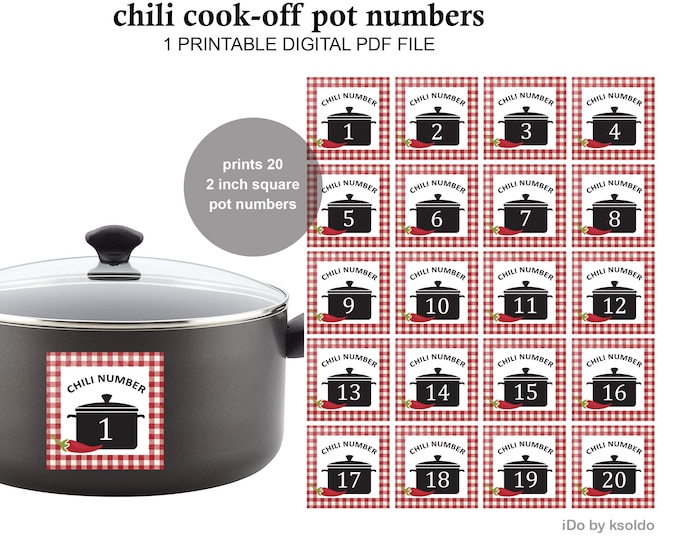 Chili Cook off POT NUMBERS 1 - 20 -chili Cook off -chili Competition ...