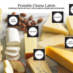 Printable Cheese Labels for 45 Kinds of Cheeses Plus Blanks - Cheese ...