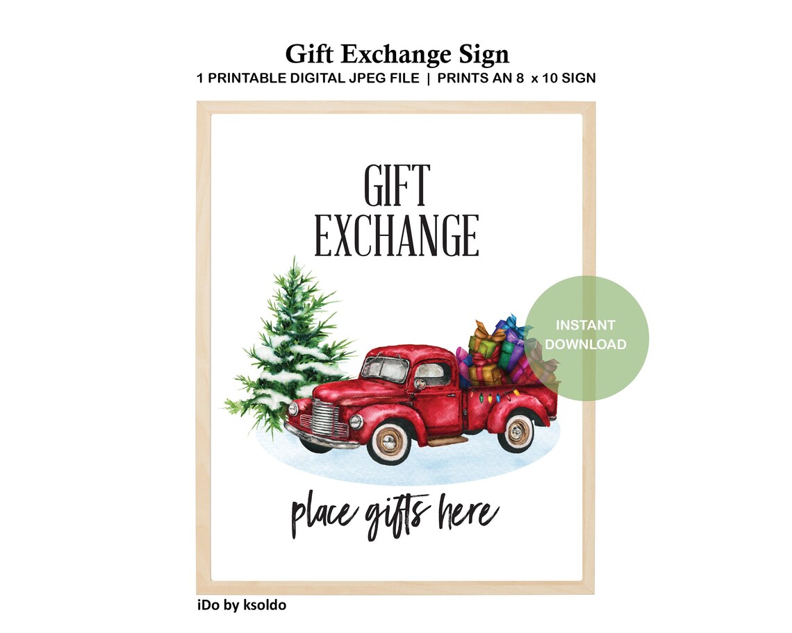 Printable Gift Exchange Table Sign 8 X 10 Sign Christmas - Etsy