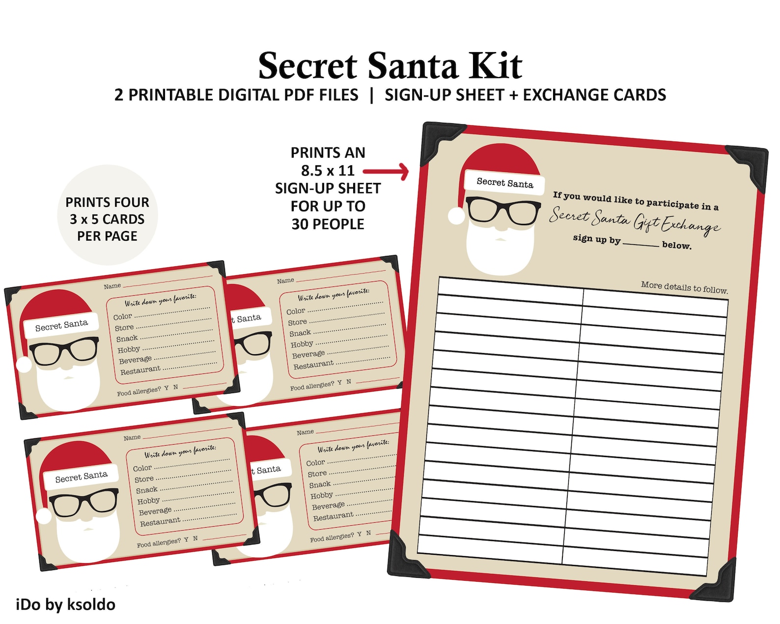 Secret Santa Gift Exchange Kit Secret Santa gift Exchange - Etsy