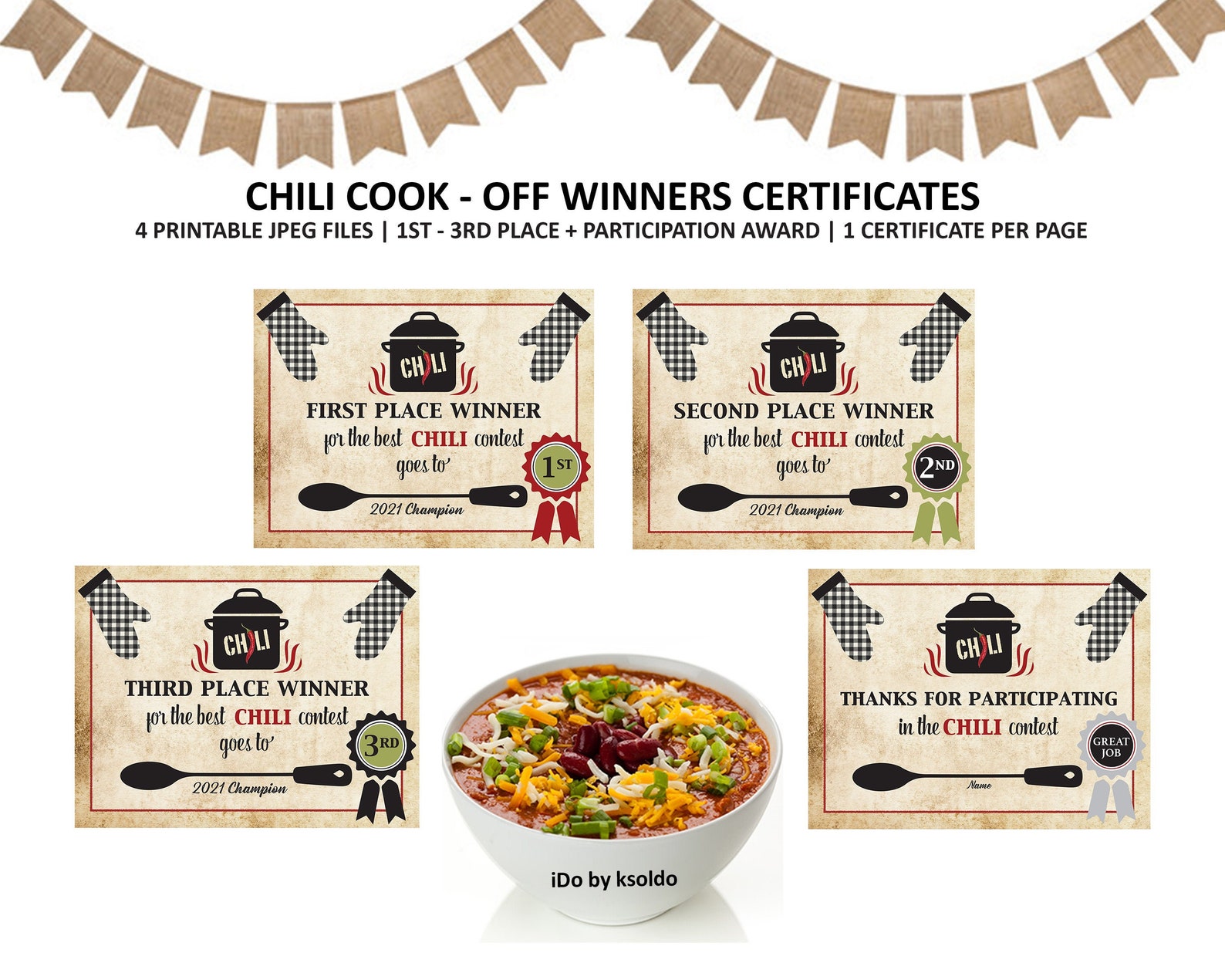 Chili Cook Off First Second And Third Prize Certificates Etsy Chili Cook Off First Second And Third Prize Certificates Etsy