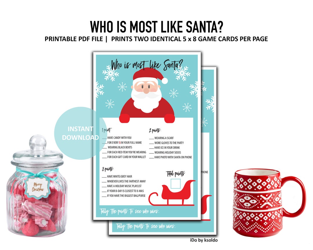 Who is Most Like Santa Christmas Game Santa Game Family Game Christmas ...
