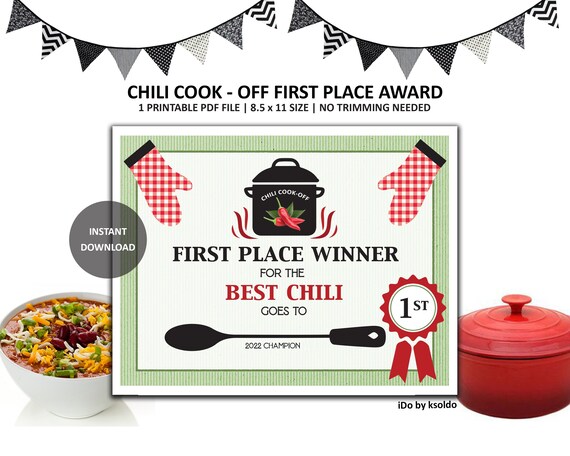 Chili Cook off First Prize Certificate Chili Cook off | Etsy