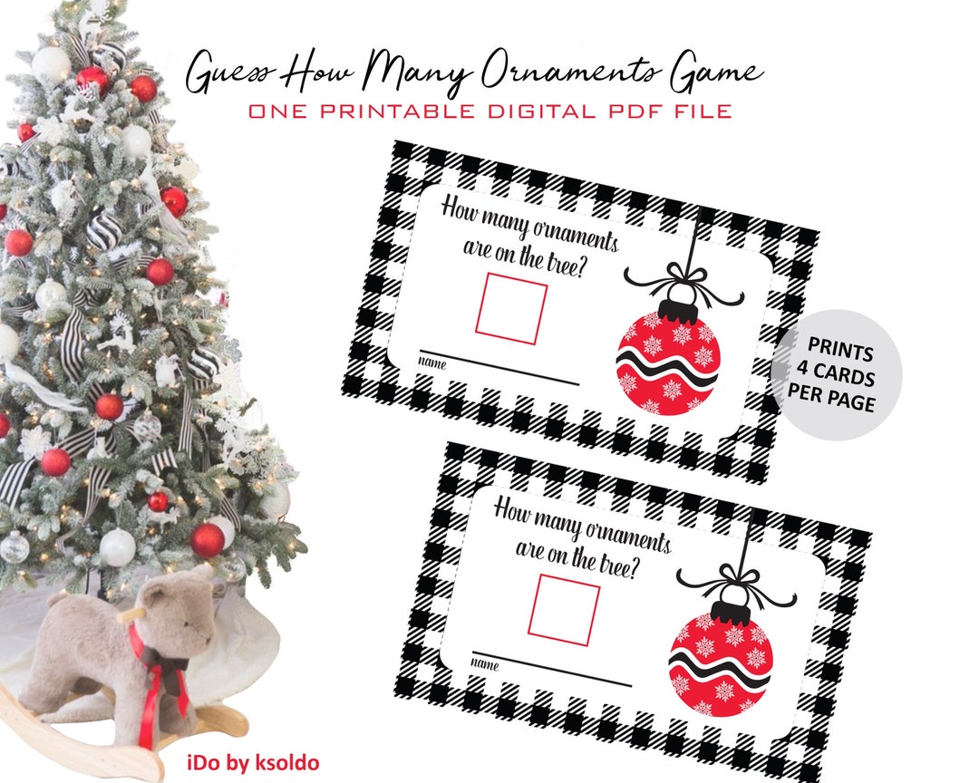 Christmas Ornament Game Guess How Many Ornaments Christmas Party Game ...