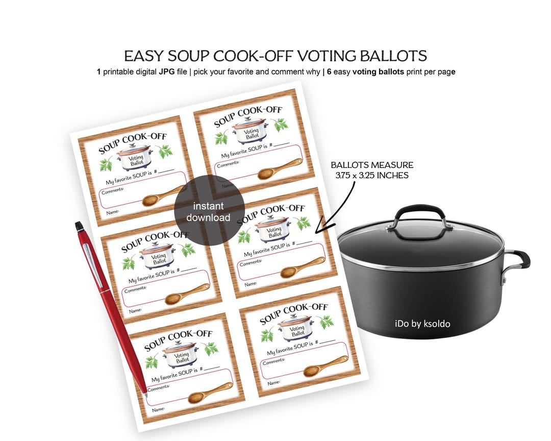 EASY Soup Cook-off Voting Ballots - Soup Cook off - Souper Bowl ...