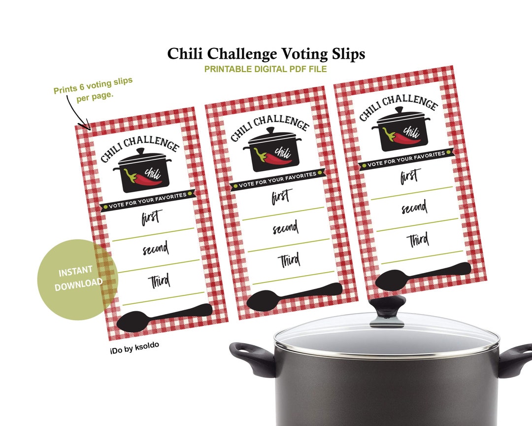 CHILI Challenge VOTING SLIPS - Chili Cook off Voting - Chili Cook off ...