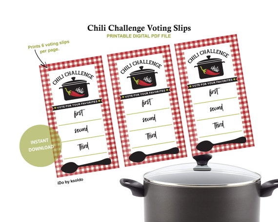CHILI Challenge VOTING SLIPS Chili Cook off Voting Chili - Etsy