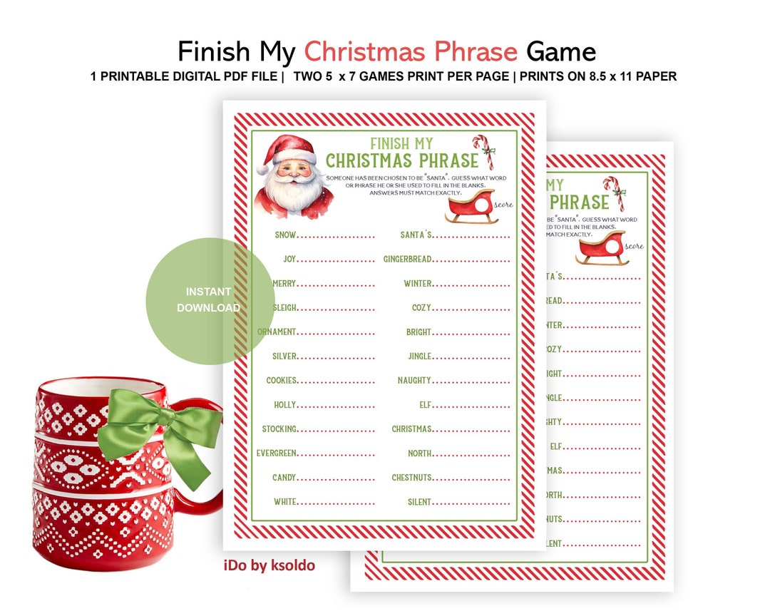 Finish My CHRISTMAS PHRASE Game - Christmas Finish That Phrase Game ...
