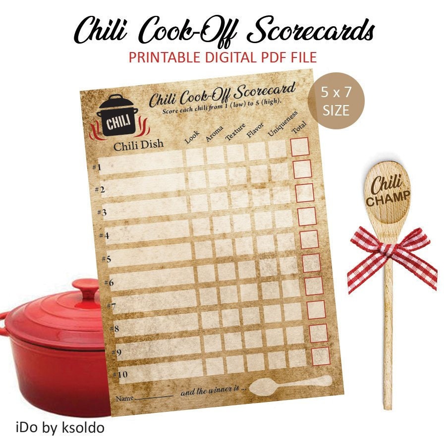 Chili Cook Off Judging Sheet
