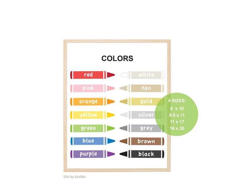 COLORS Poster - Colors Chart - Color Identification - Sign - Classroom ...