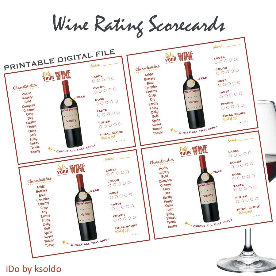 Wine Tasting Scorecard Wine Rating Sheet Wine Notes Wine | Etsy Wine Tasting Scorecard Wine Rating Sheet Wine Notes Wine | Etsy