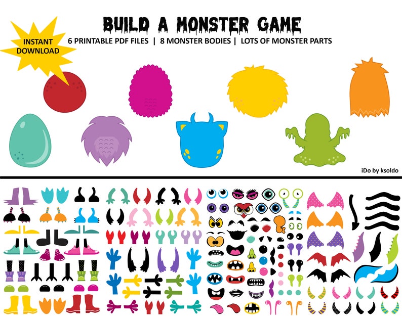 Build A Monster Game Create A Monster Game Monster Game | Etsy