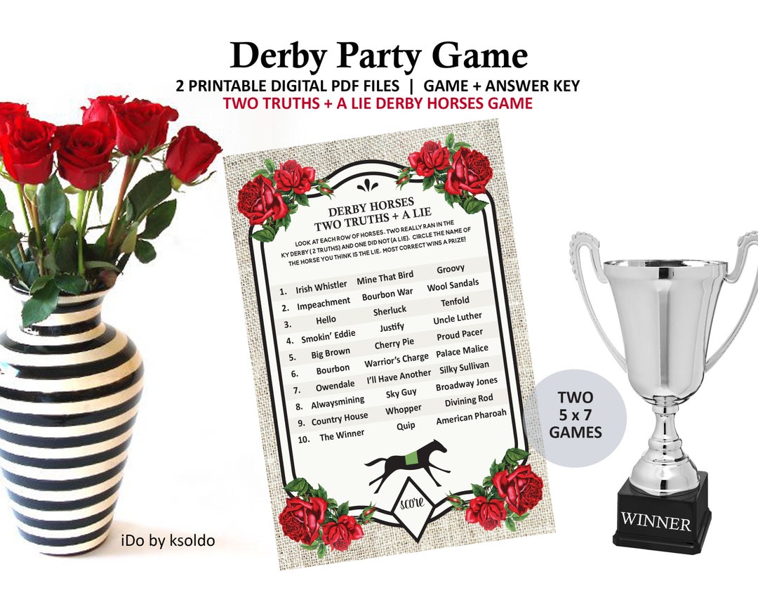 Kentucky Derby Party Game Two Truths and A Lie - Derby Party Games ...
