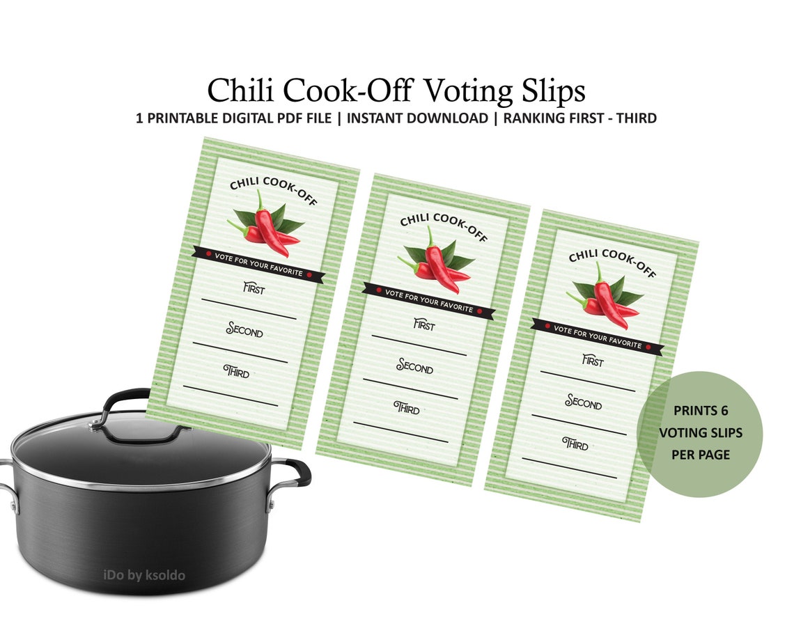 Printable Chili Cook off Voting Slips Chili Competition - Etsy