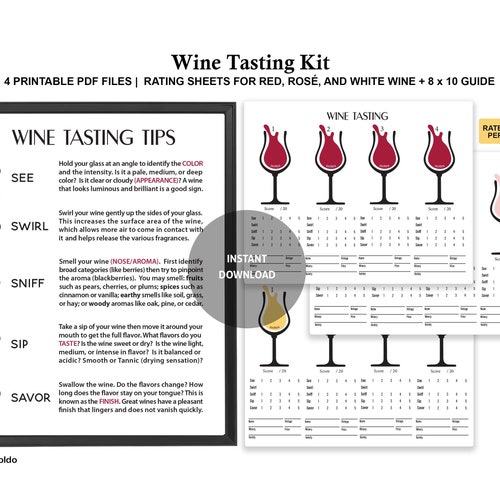 Printable Wine Tasting Notes - Etsy