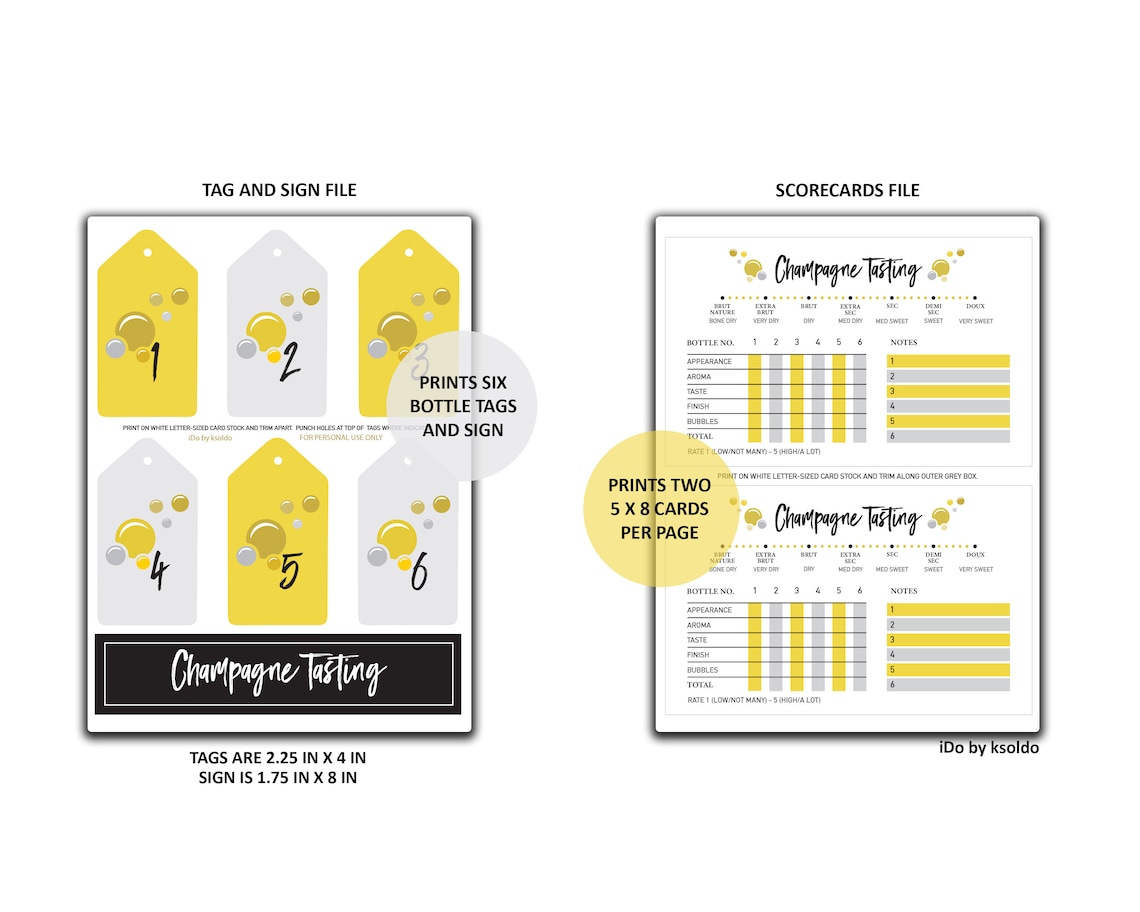 Printable Champagne Tasting Kit Champagne Tasting - Etsy