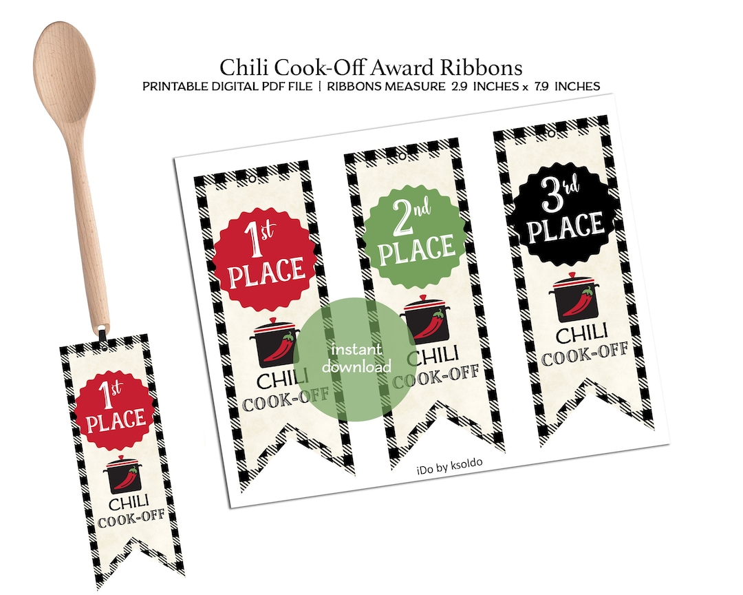 DIY Chili Cook off AWARD RIBBONS - Chili Challenge Awards - Chili Cook ...