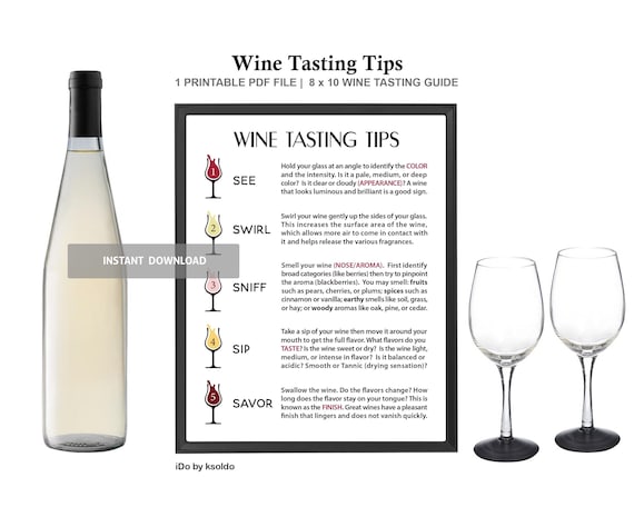 Printable Wine Tasting Tips Wine Tasting Guide Wine | Etsy