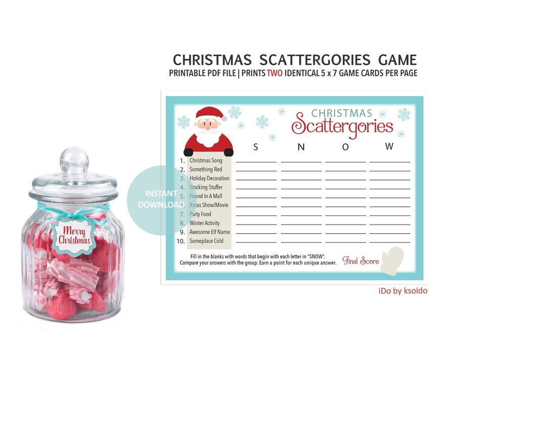 Christmas Scattergories Game Fun Christmas Games Christmas Party Games ...