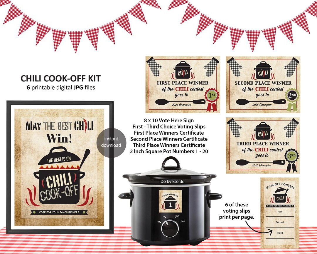 Chili Cook off Printable Kit - Chili Cook off Set - Chili Cook off ...