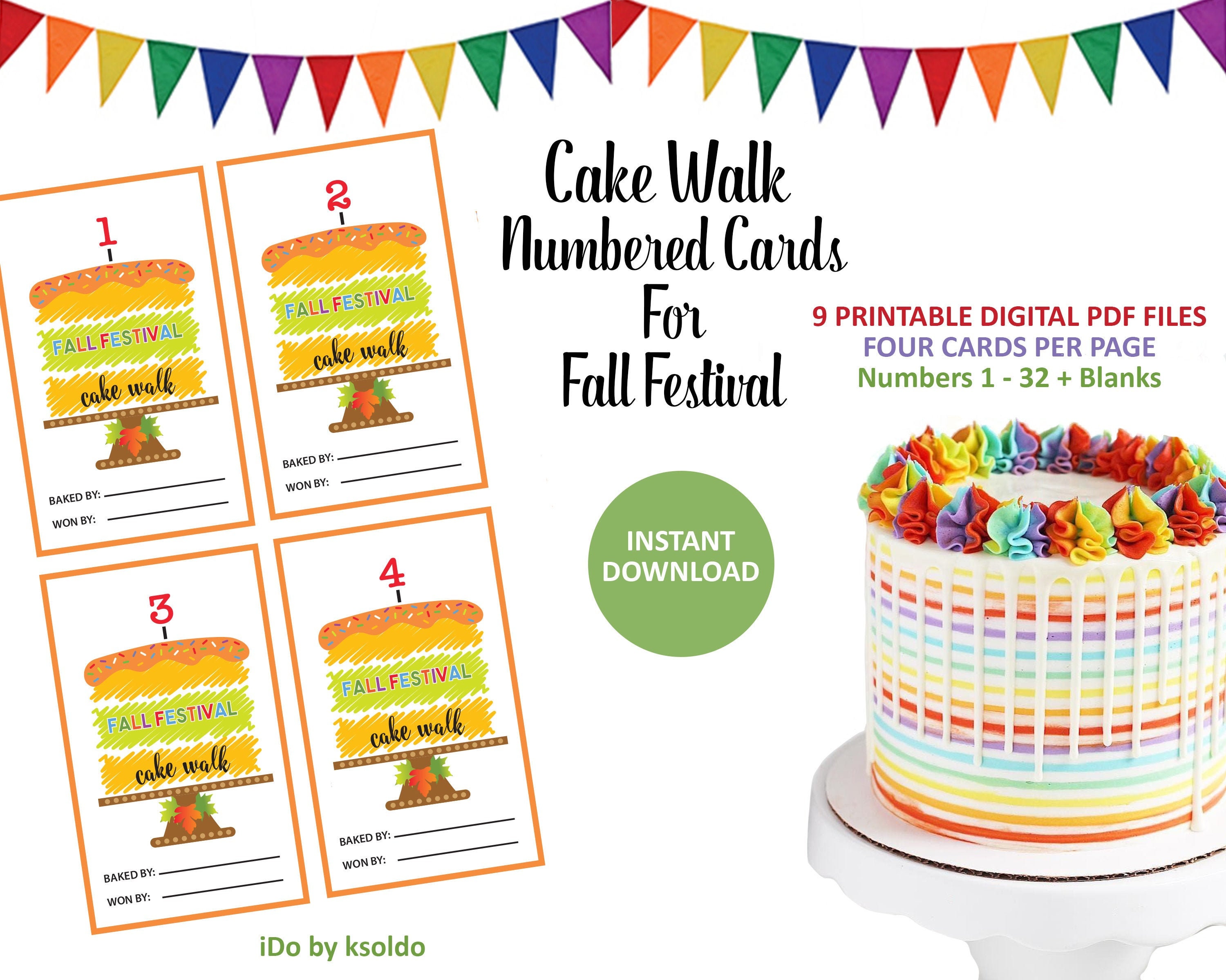 Cake Walk Numbered Cards - Cake Walk - Fall Festival - Fall Carnival ...