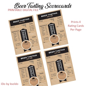 Beer Score Card - Beer Scorecard - Beer Rating Sheet - Beer Tasting ...