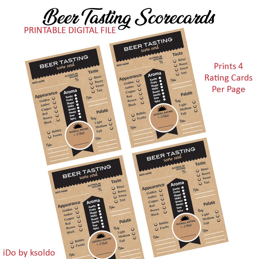 Beer Score Card Beer Scorecard Beer Rating Sheet Beer - Etsy UK