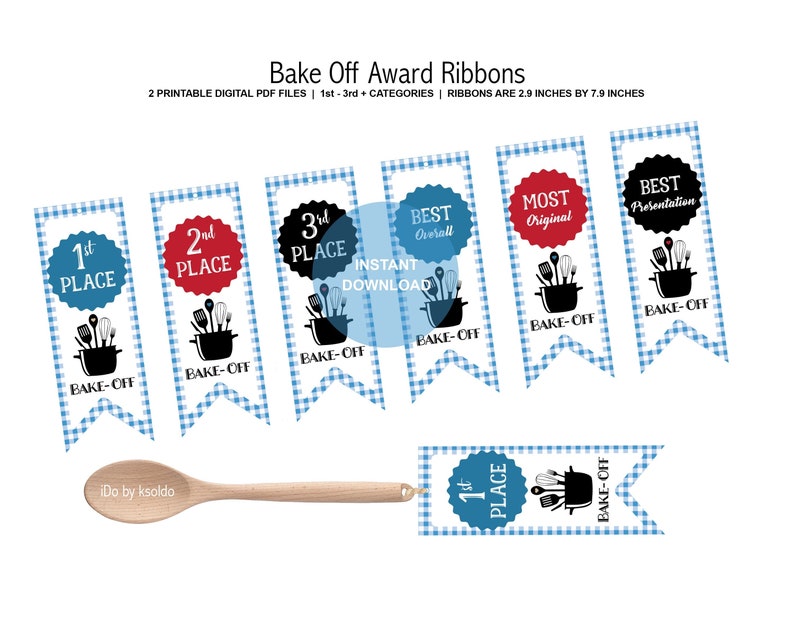 Bake off Award Ribbons 1st - 3rd and Categories - Bake off - Baking ...