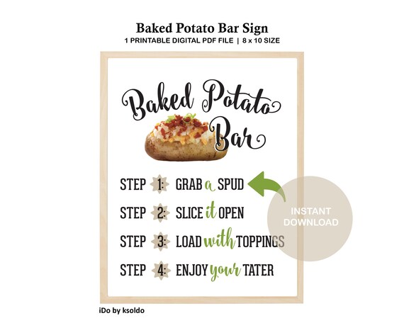 Baked Potato Bar Sign Build Your Own Potato Station Self - Etsy