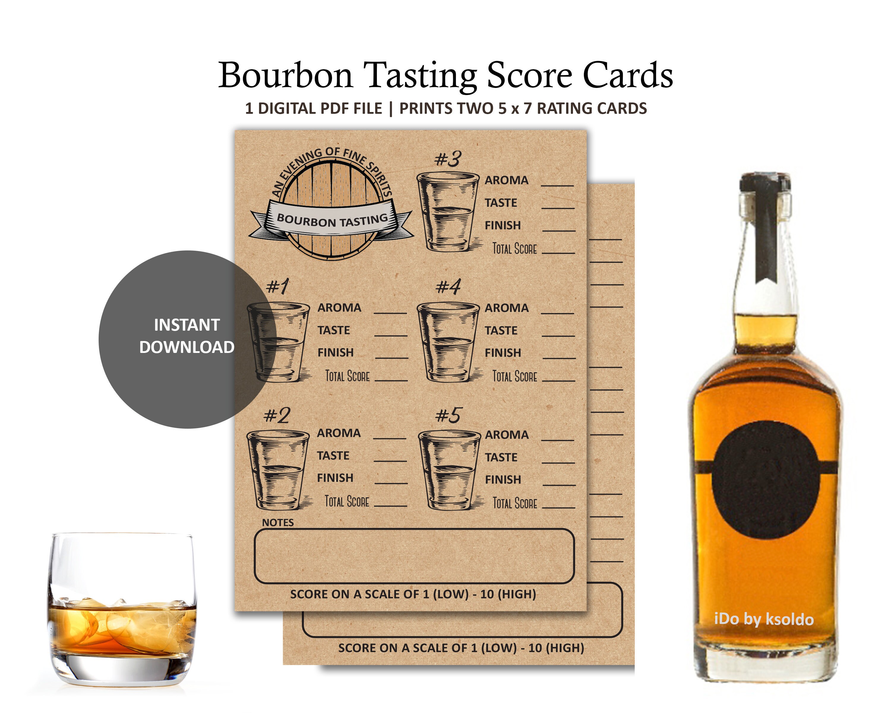 Bourbon Tasting Score Card Bourbon Tasting Party Bourbon | Etsy