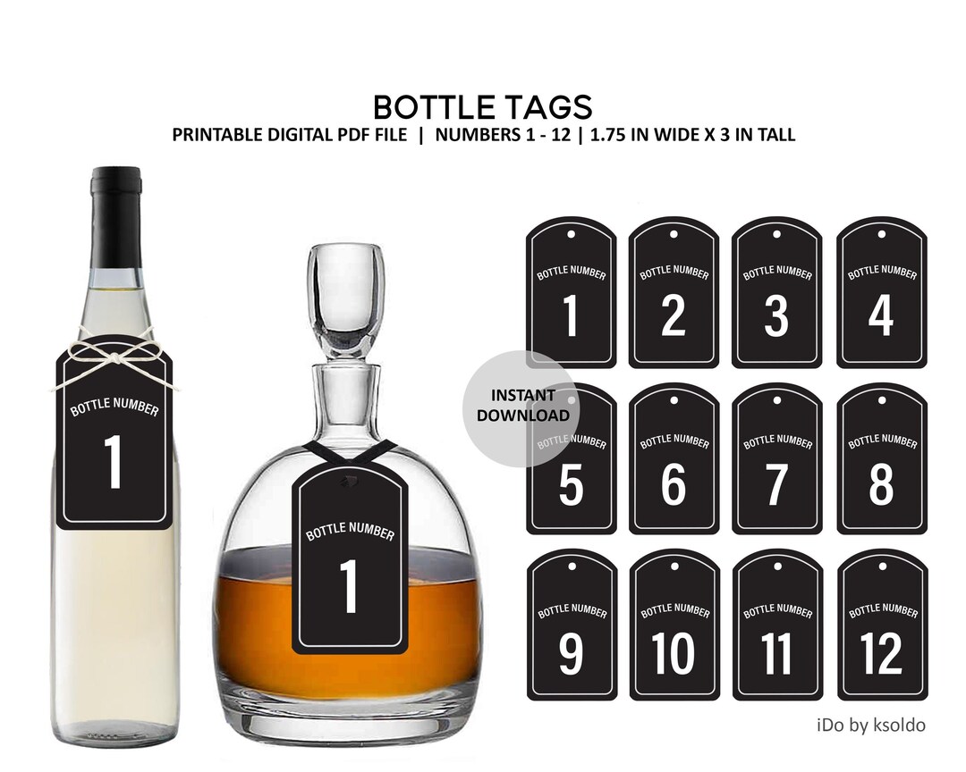 Numbered Bottle Tags for Tasting Party Wine Tasting Whiskey Tasting ...