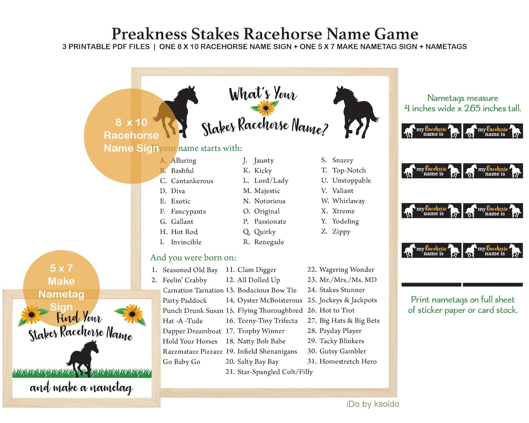 What's Your Preakness Stakes Racehorse Name - Racehorse Name Game With ...