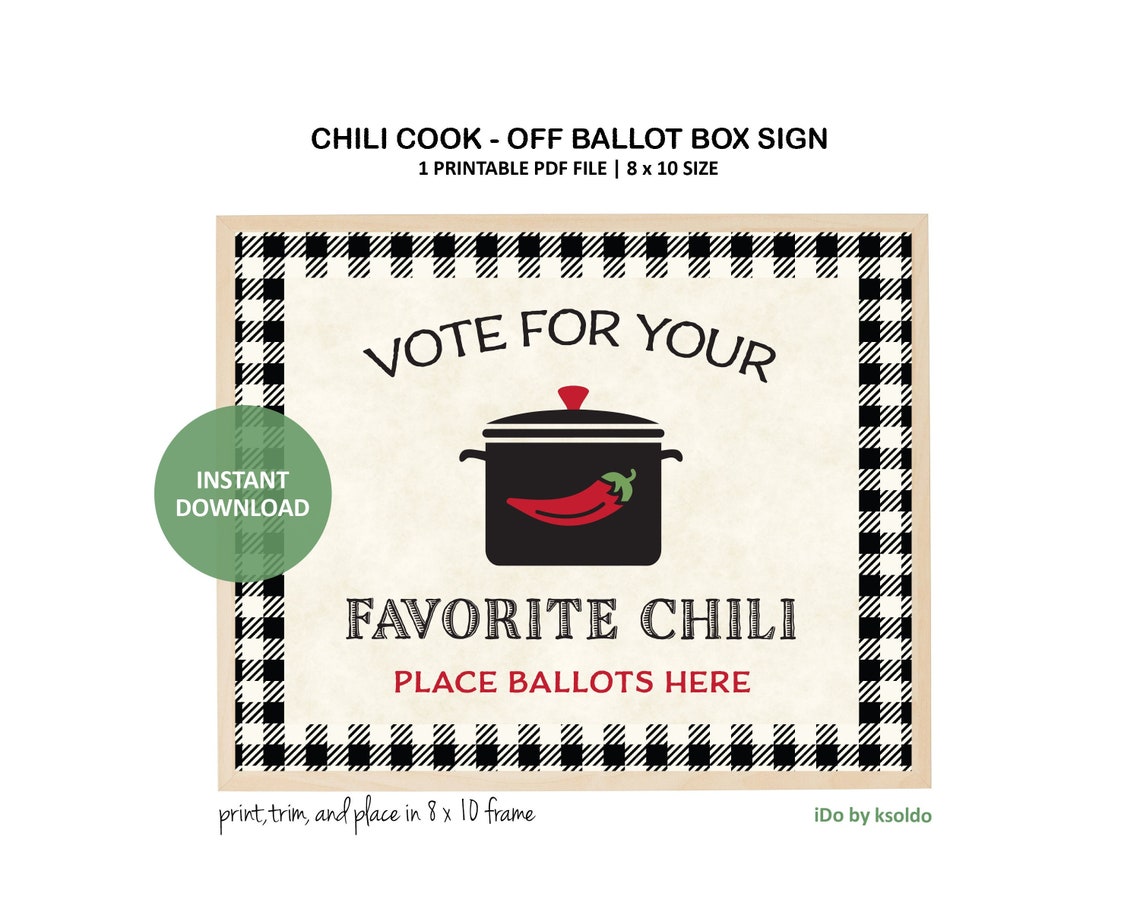 Vote for Your Favorite Chili Sign Chili Cook off Ballot Box - Etsy