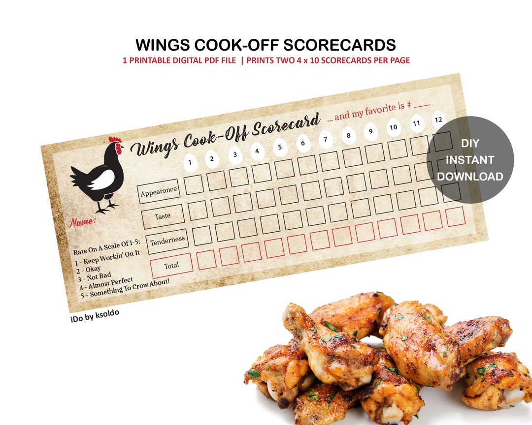 Wings COOK-OFF Scorecards - Chicken Wings Contest - Wings Contest ...