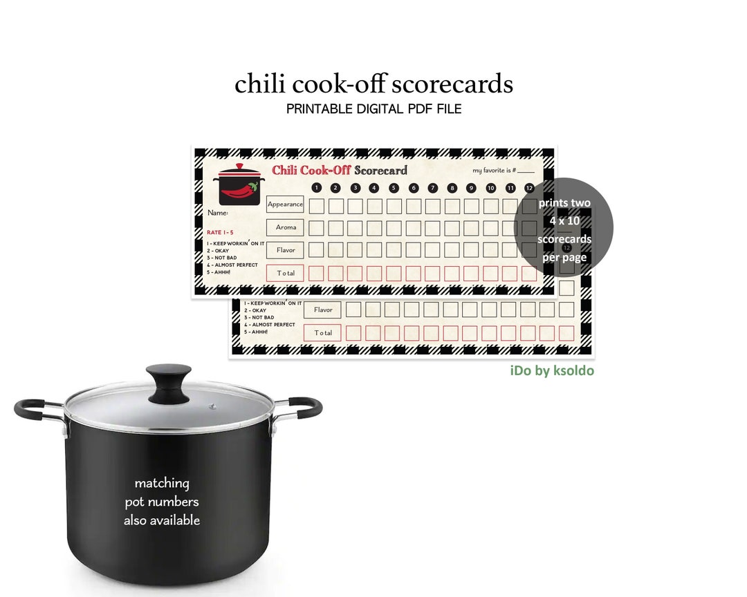 Chili Cook off SCORECARDS - Chili Cook-off - Chili Voting Ballot -chili ...