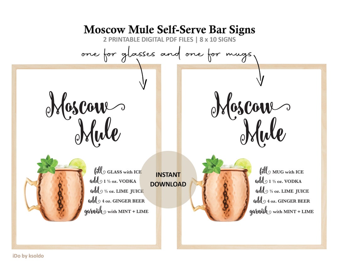 Moscow Mule Self-serve Bar Sign - Moscow Mule Recipe - Moscow Mule Sign ...