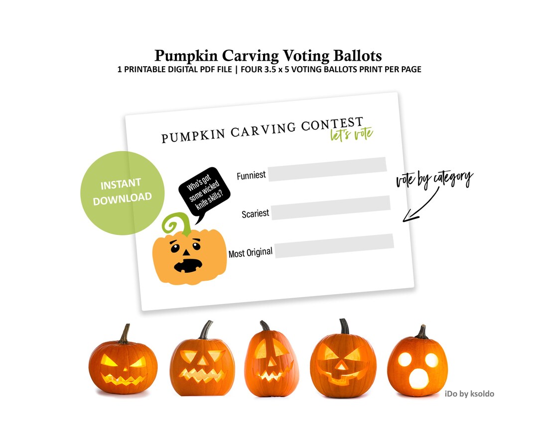 Pumpkin Carving Voting Ballots by Category - Halloween Pumpkin Carving ...