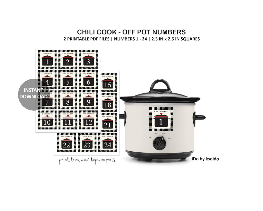 Chili Cook off POT NUMBERS 1 - 24 -chili Cook off -chili Competition ...