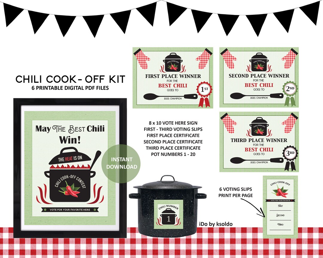 Chili Cook off Printable Kit Chili Cook off Set Chili Cook - Etsy