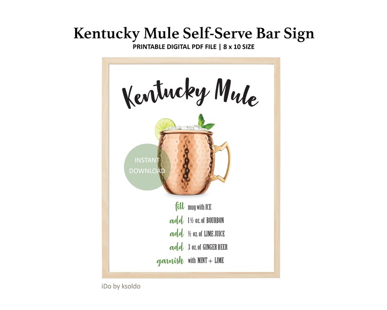KENTUCKY MULE Printable Bar Sign Kentucky Mule Bar Moscow - Etsy