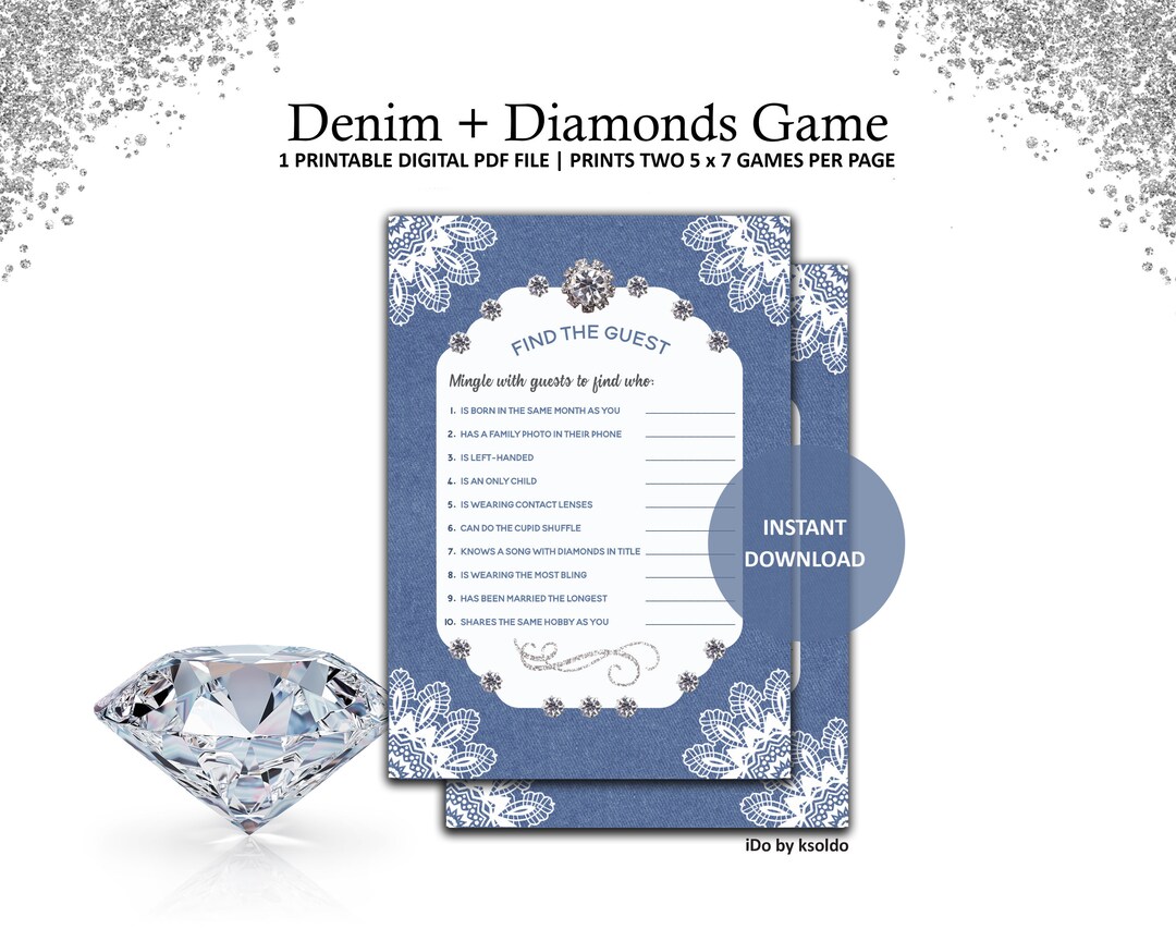 Denim and Diamonds Find the Guest Game Denim and Bling - Etsy