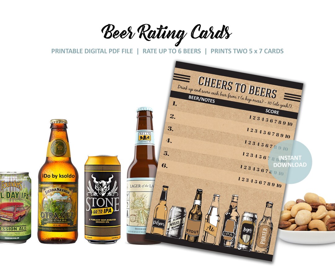 Beer Score Card for 6 Tastings -beer Rating -beer Scorecard -beer Bash ...