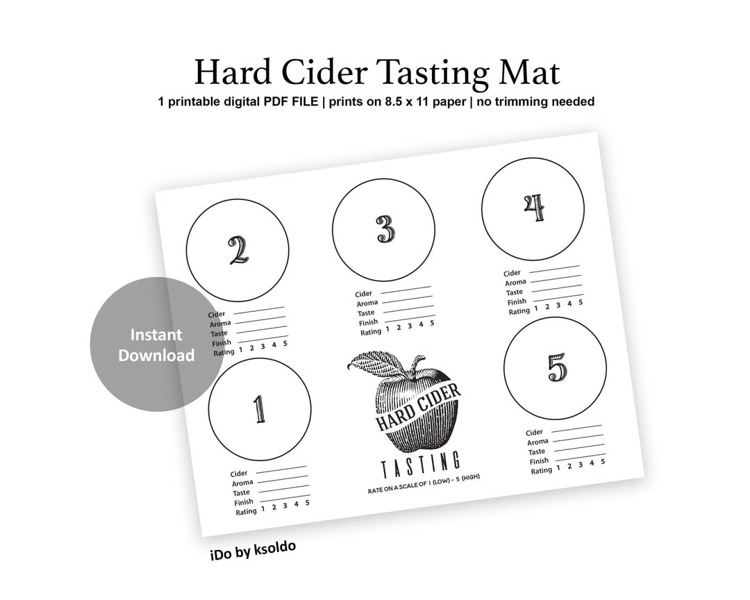 Hard Cider Tasting Mat - CIDER TASTING Party - Apple Cider Tasting ...