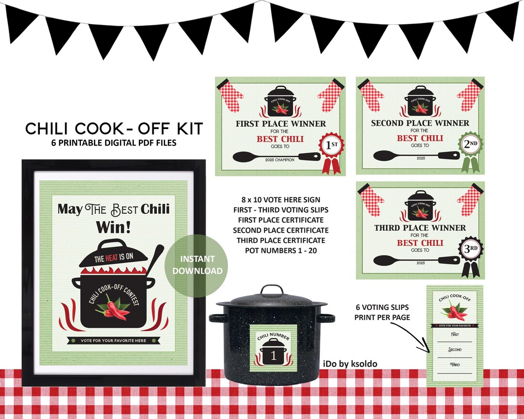 Chili Cook off Printable Kit - Chili Cook off Set - Chili Cook off ...