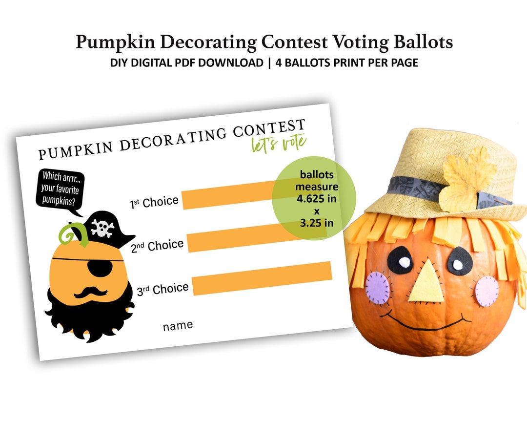 Pumpkin Decorating Voting Ballots DIY Digital Download - Pumpkin ...