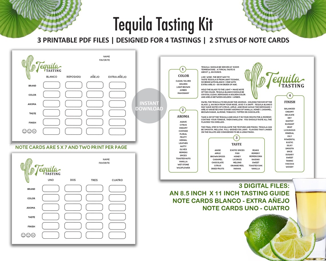 Tequila Tasting Kit Tequila Party Tequila Rating Tequila - Etsy