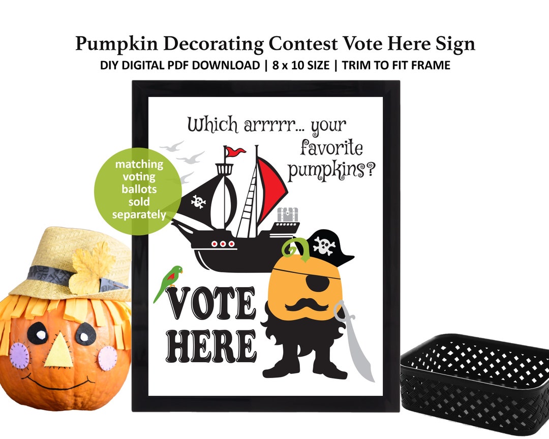 Pumpkin Decorating Contest Vote Here Sign 8 X 10 - Pumpkin Contest ...