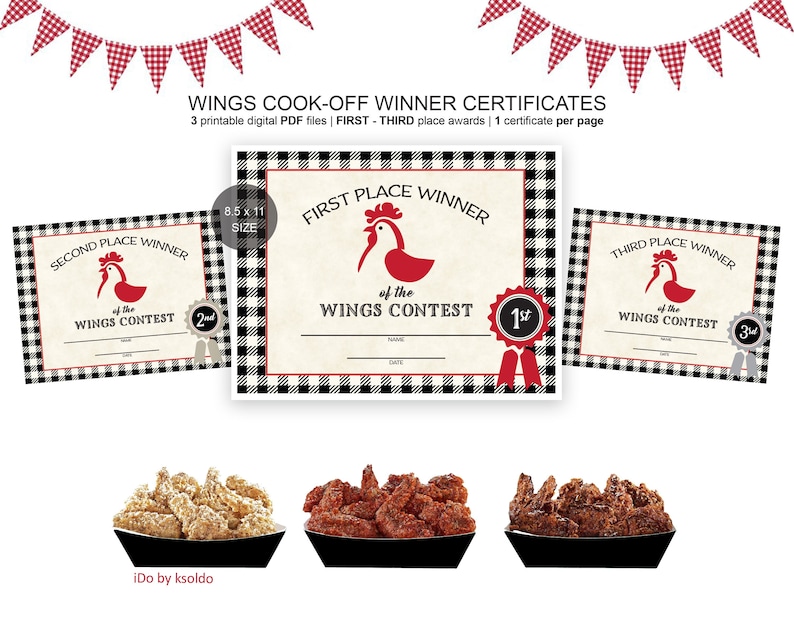 WINGS COOK OFF First Second and Third Prize Certificates - Wings Cook ...